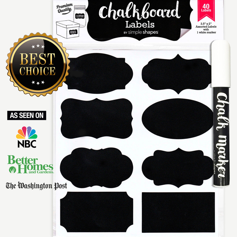 Chalkboard Labels Bundle, 40 Premium Stickers + (1) Chalk ink Marker I ...